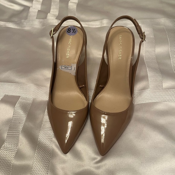 Marc Fisher | Shoes | Marc Fisher Tan Slingback Heels With Pointed Toe ...
